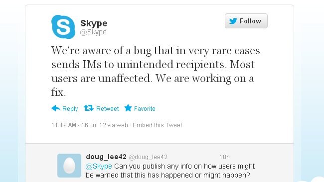 Skype bug sends your messages to the wrong people | news.com.au ... Skype bug sends your messages to the wrong people | news.com.au ...