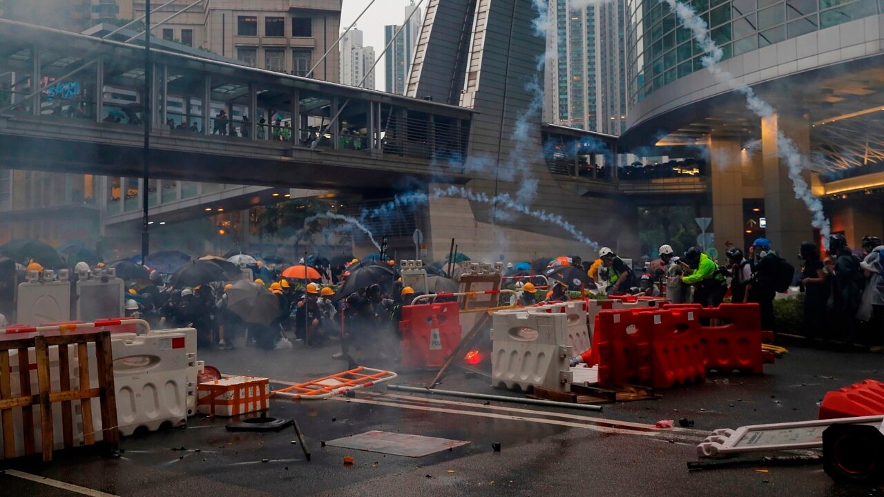 Hong Kong Police Use Water Cannon On Protestors Au